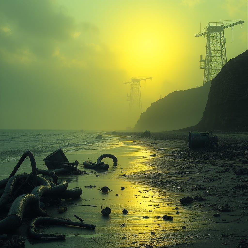 Plutonium shores - Toxic Wasteland Coastline in Industrial D...