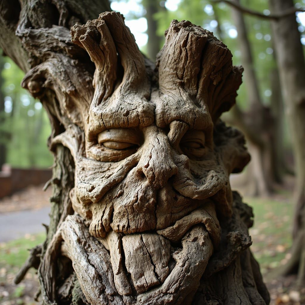 Face of Dwarf on a Gnarled Tree - Face of Dwarf on a Gnarled...