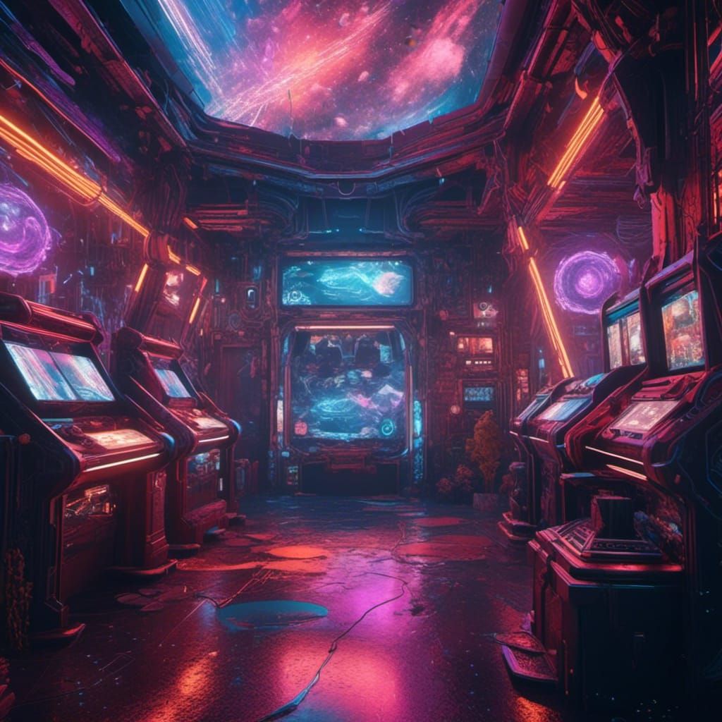 Cosmic Cyberpunk Arcade - AI Generated Artwork - NightCafe Creator