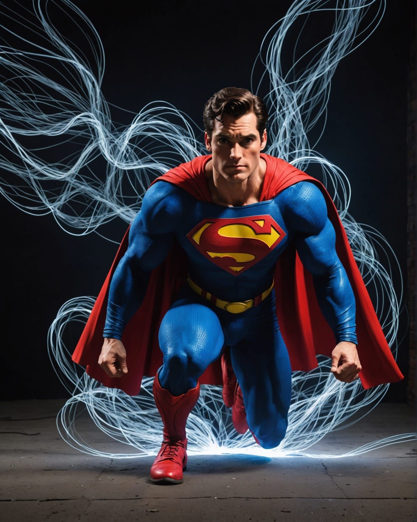 Superman shaped lightpainting, volumetric lighting, detailed, -v 4-q 4 ...