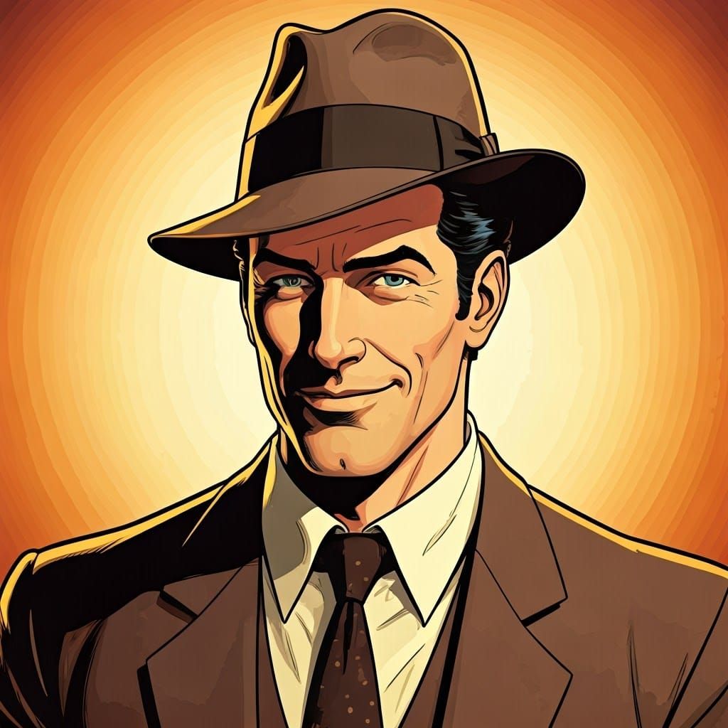 "The PI" Cartoon Character - Dashing Gentleman in 1940s Comi...