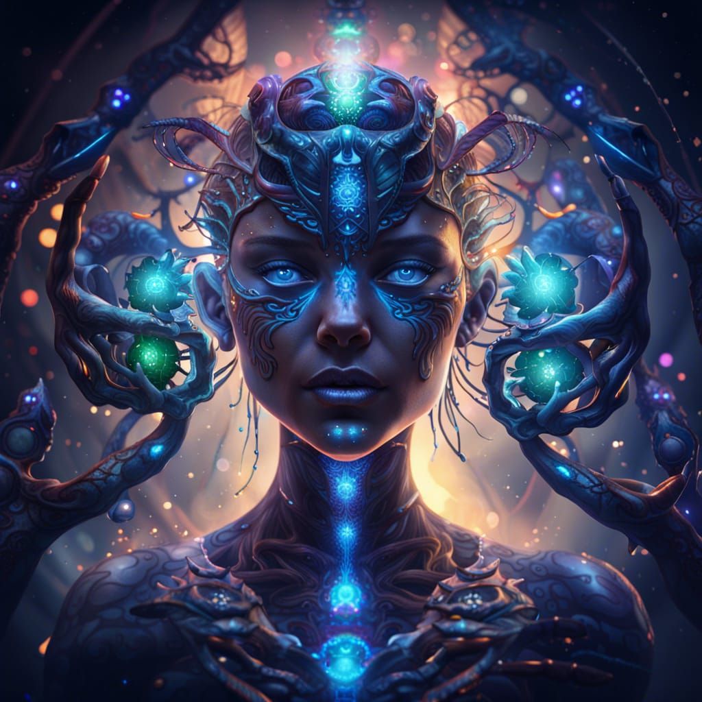 Inter dimensional entities creating humanity through DNA manipulation - AI Generated Artwork ...