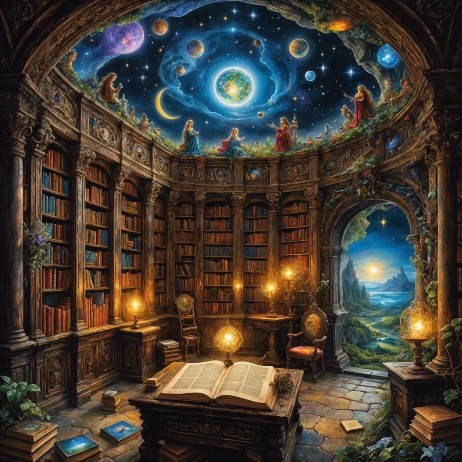 Ancient Magical Library - AI Generated Artwork - NightCafe Creator