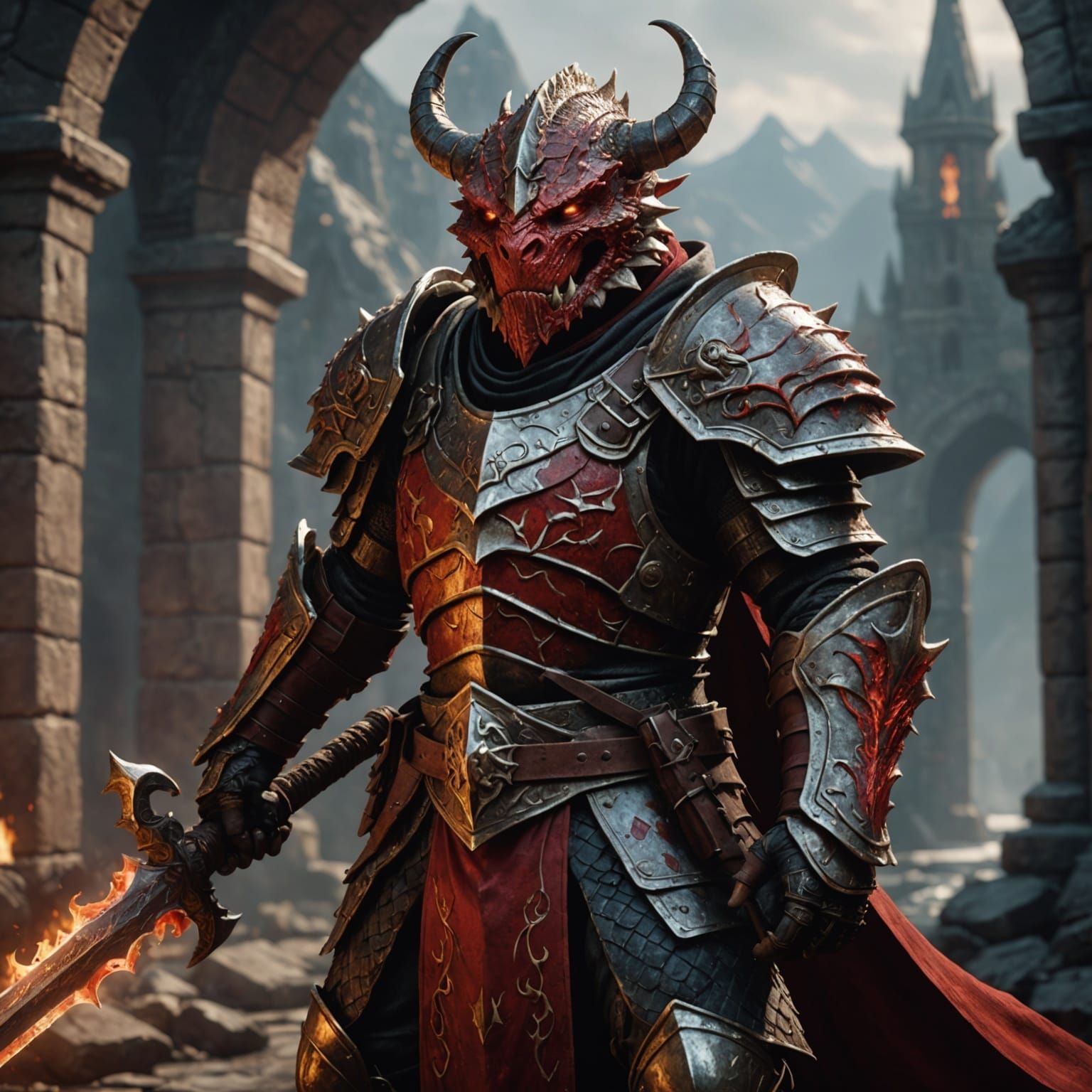 Red Dragonborn paladin - AI Generated Artwork - NightCafe Creator