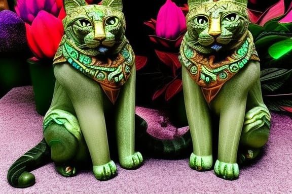 Jade Cat Statues - AI Generated Artwork - NightCafe Creator