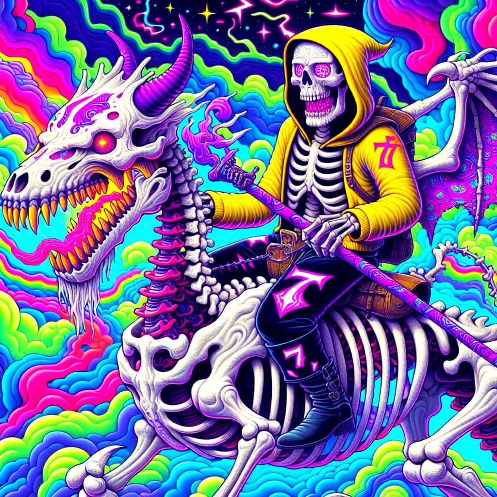 Joyride - Mystical Skeleton Rider on a Cosmic Dragon