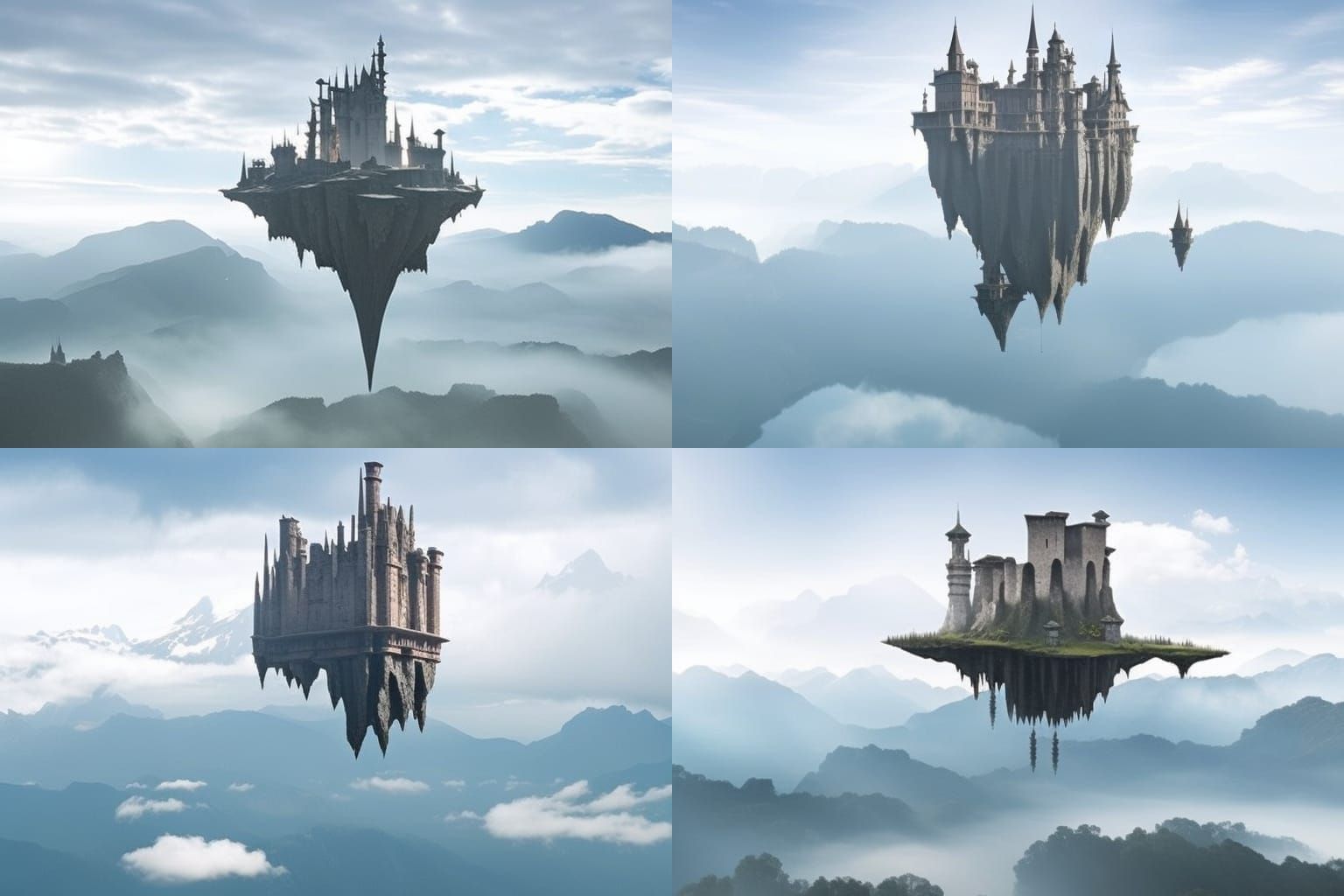 a crumbling magic citadel floating in the air - AI Generated Artwork ...