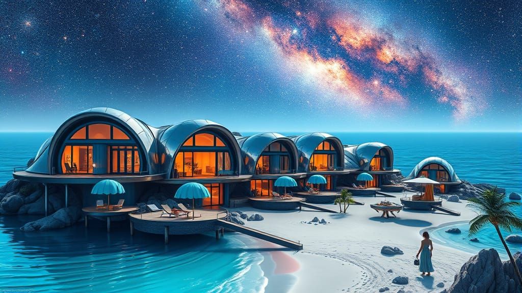 Sirian resort - Space Age Vacation Resort on Turquoise Alien...