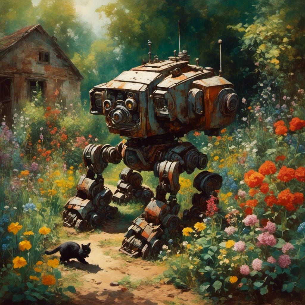 Rusted Mecha Bot - AI Generated Artwork - NightCafe Creator
