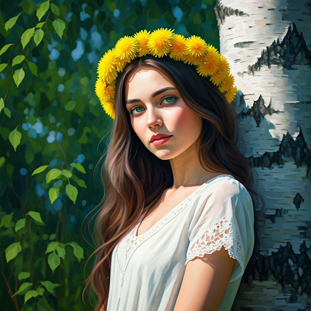 watercolor in the style of Sarah Kay, portrait of a beautiful Russian ...