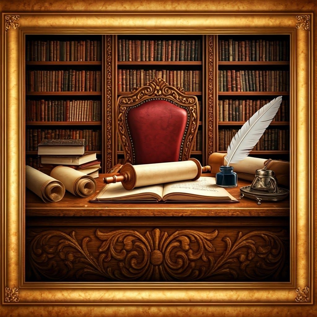 Traditional Jewish Scribe's Study in Luxury and El... - AI Art