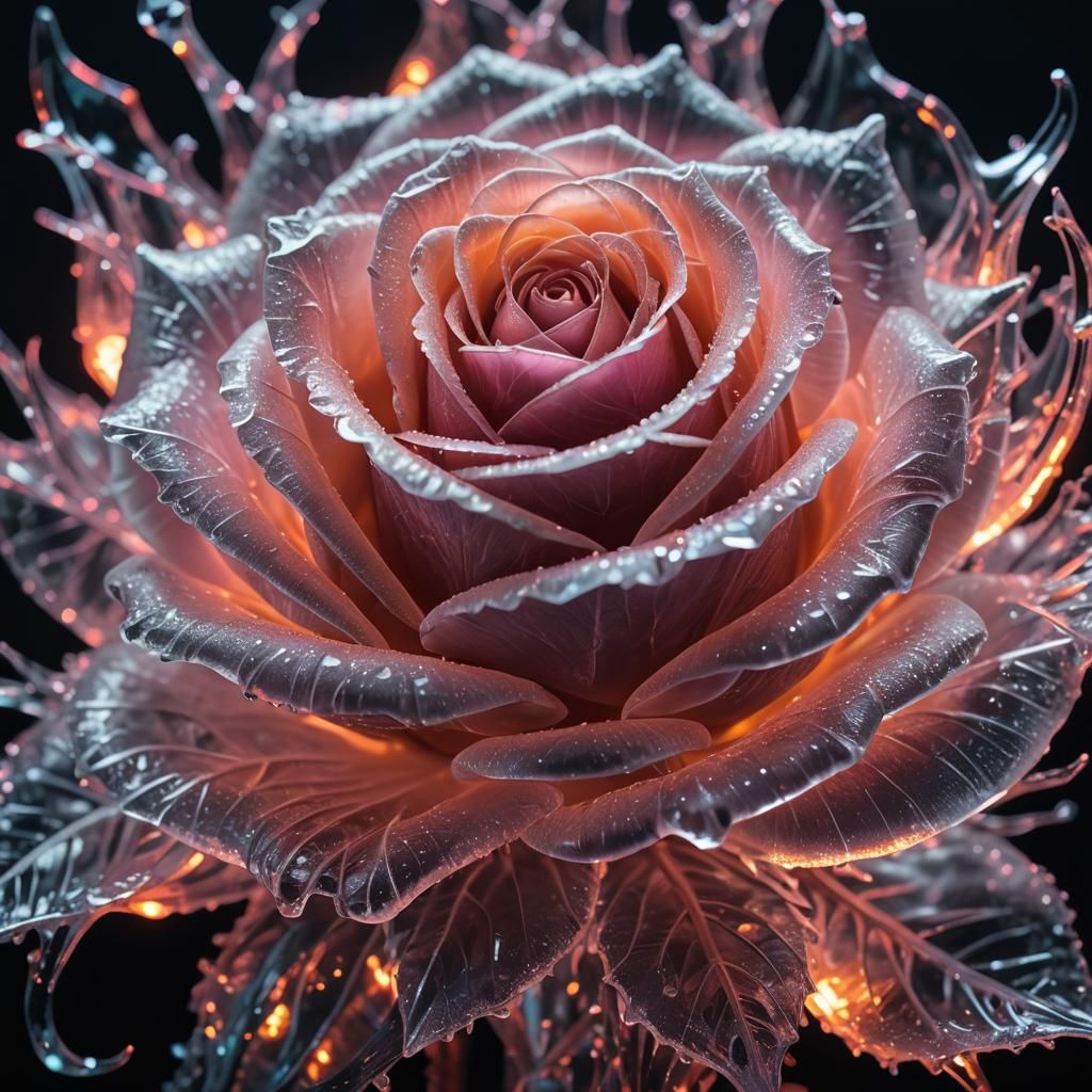 Ice Rose Above Lava - AI Generated Artwork - NightCafe Creator