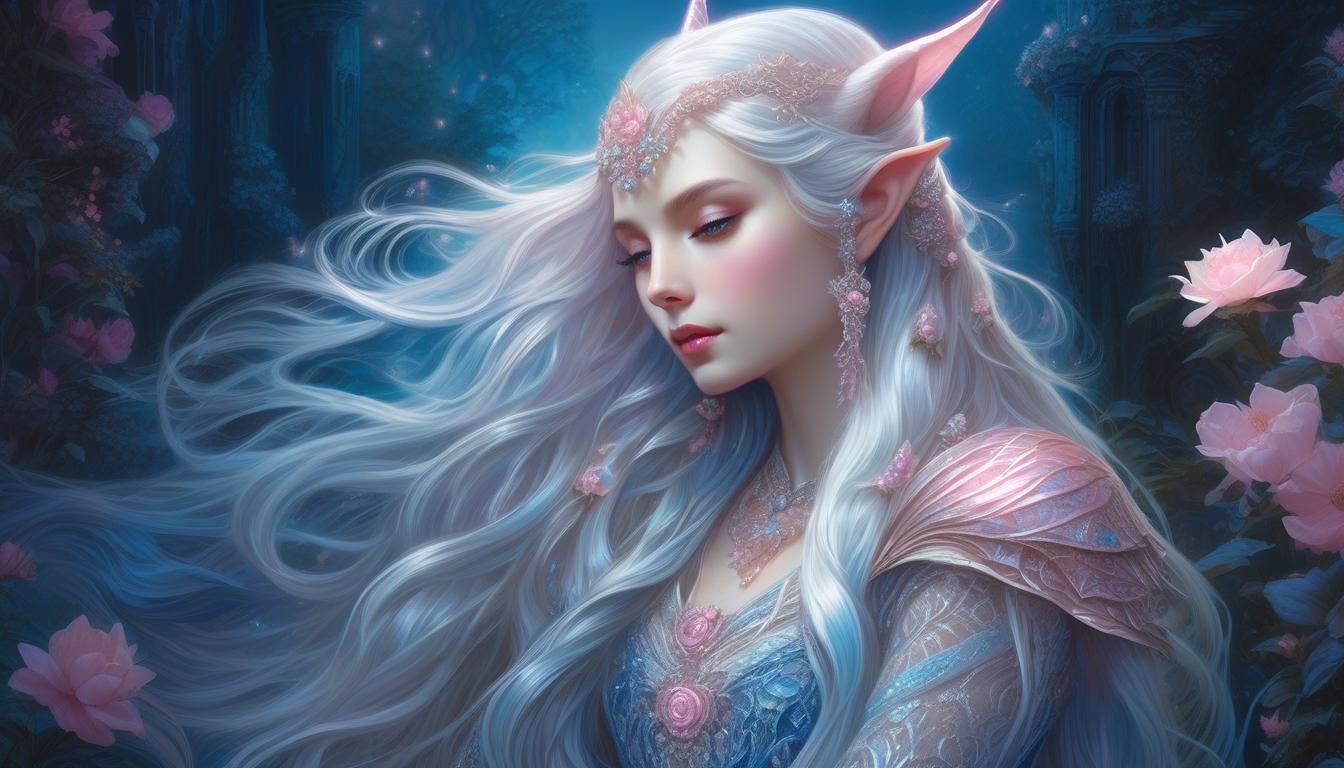 Mythical kingdoms, Lady elf and her Unicorn - AI Generated Artwork ...