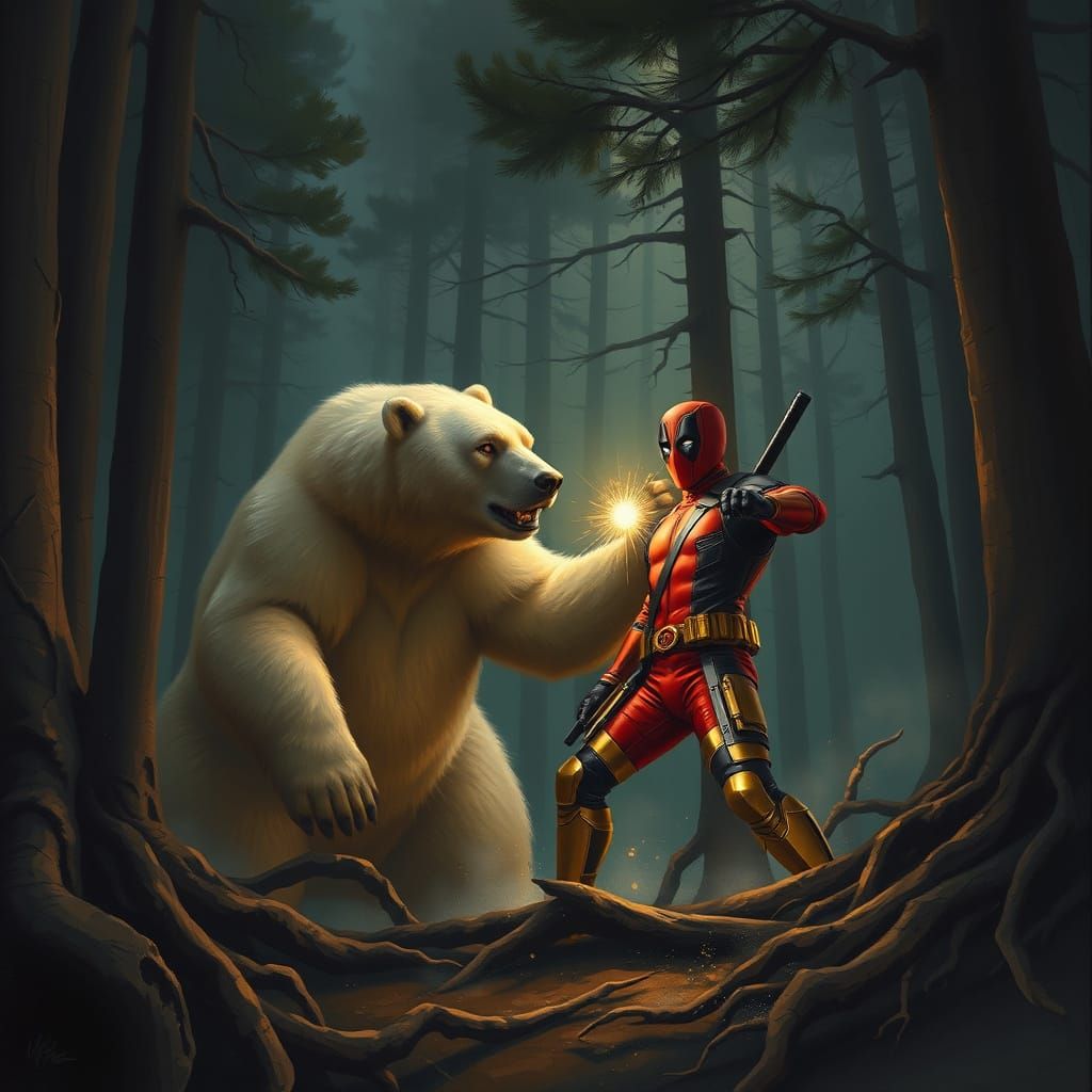 Deadpool being blessed with gold - Golden Deadpool Engages i...