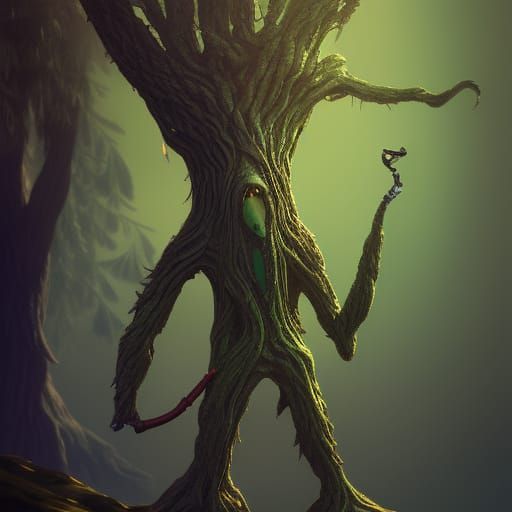 Tree Humanoid Smoking Pipe - AI Generated Artwork - NightCafe Creator