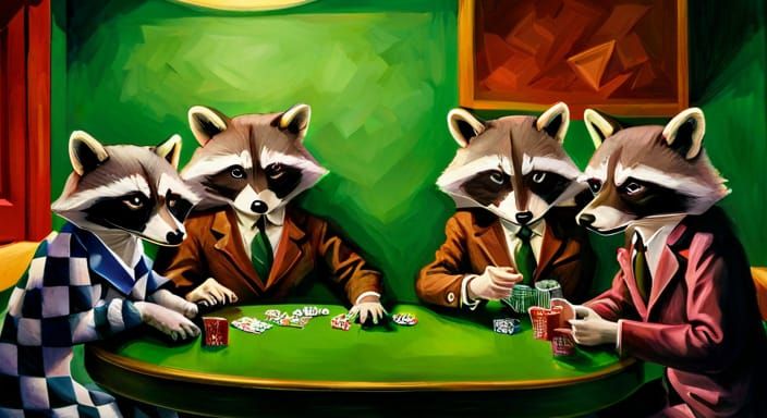 Raccoons playing cards at the pub - AI Generated Artwork - NightCafe ...