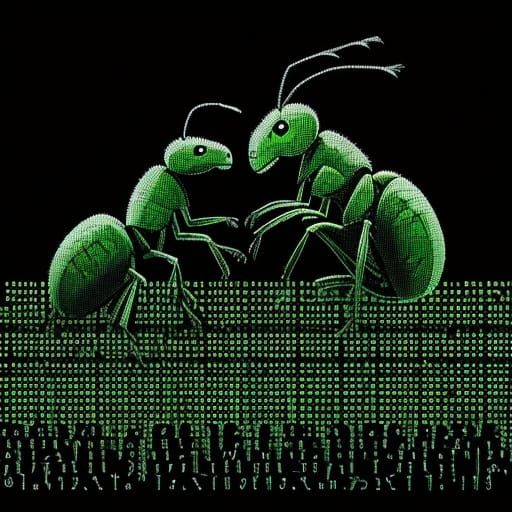 ASCII Text Art: Termite and Ant Handshake - AI Art