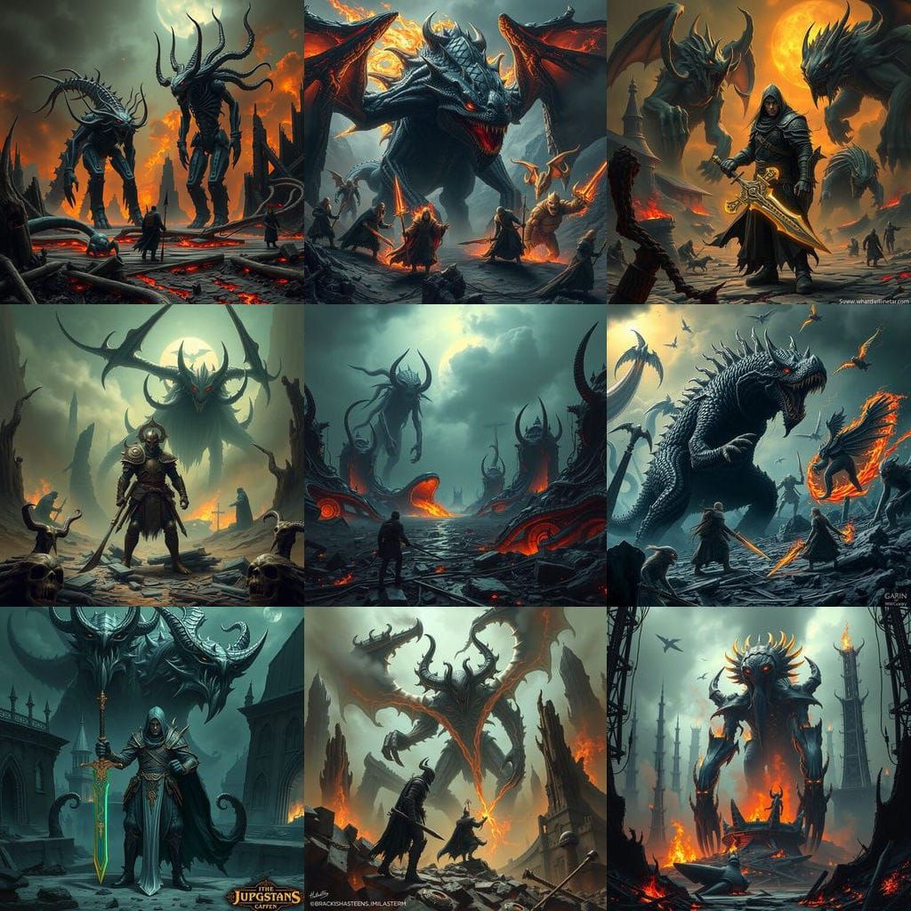 Dark Fantasy World with Powerful Monsters and Magi... - AI Art