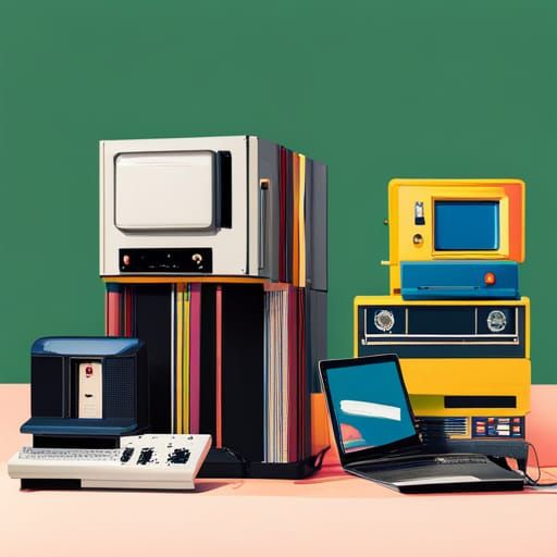 vintage computer and retro tech devices, evoking a sense of nostalgia ...