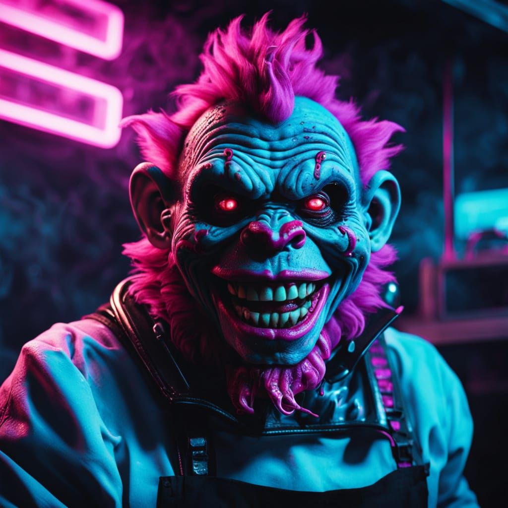 Zombie Monkey Monster Clown Waffle House Line Cook Grinning Maniacally.