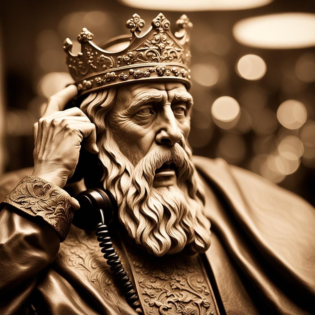 Sepia photograph of Alfred the Great on the telephone - AI Generated ...