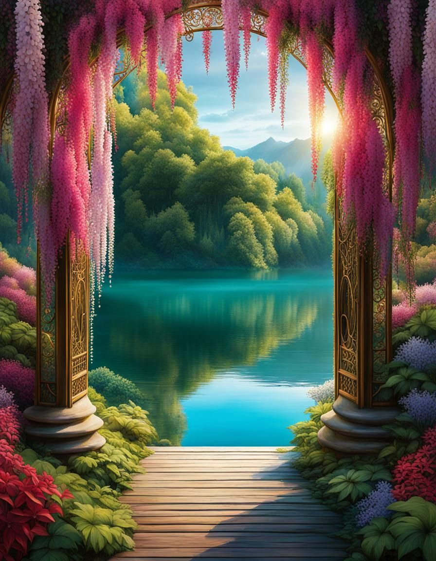 Portal to Verdant Realms of Magical Plant in Enchanted Forest on the ...