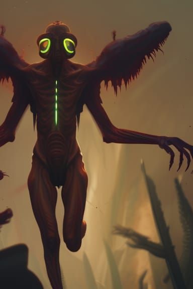 Mutant glowing insectoid shedding old human skin 8k resolution concept ...