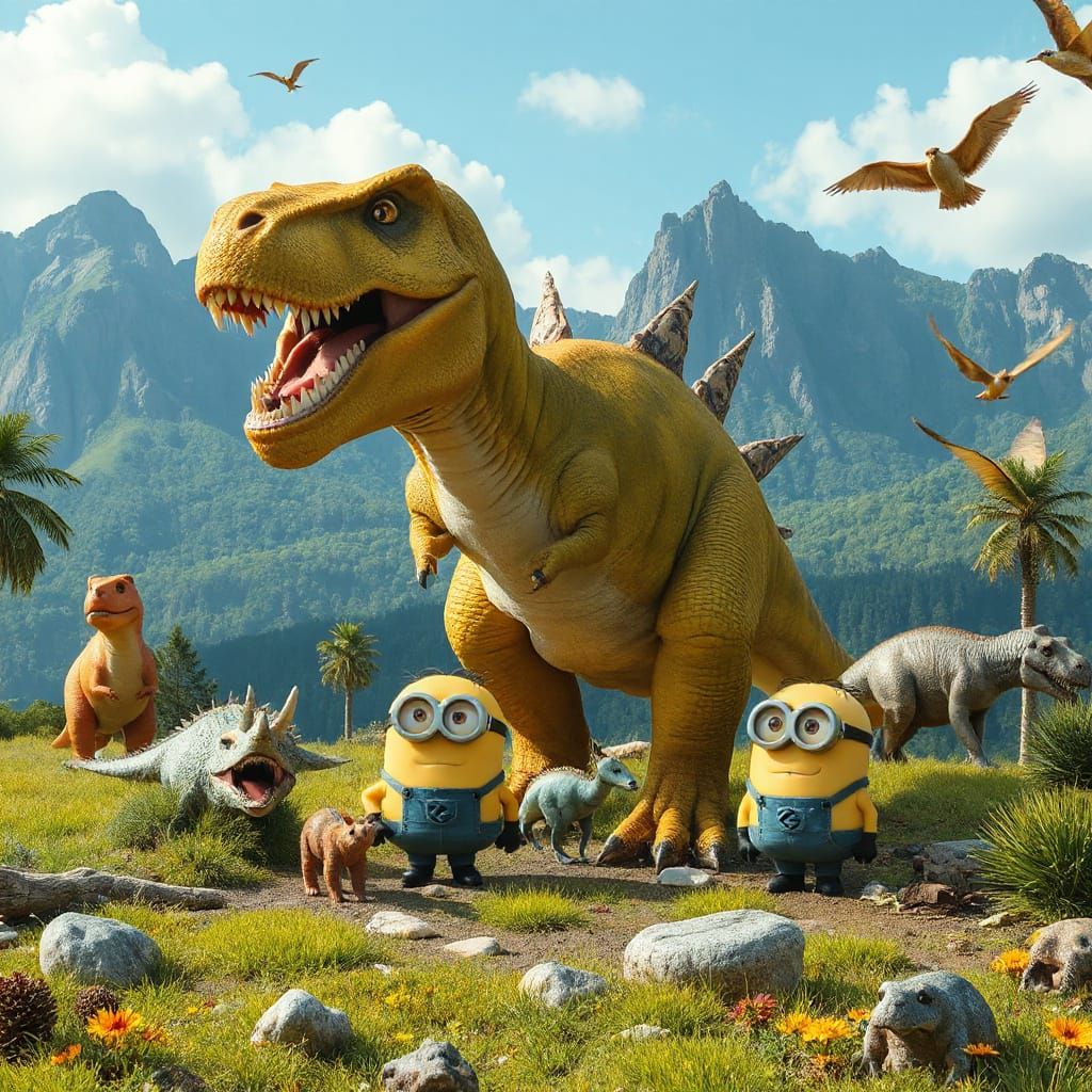 Minions of years ago... - Ancient Minions Unite with Dinosau...