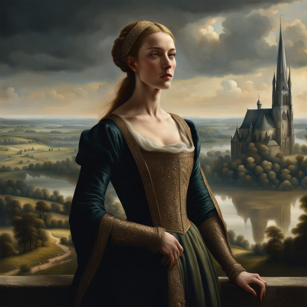 Beautiful woman, flemish style painting from 1400 - AI Generated ...