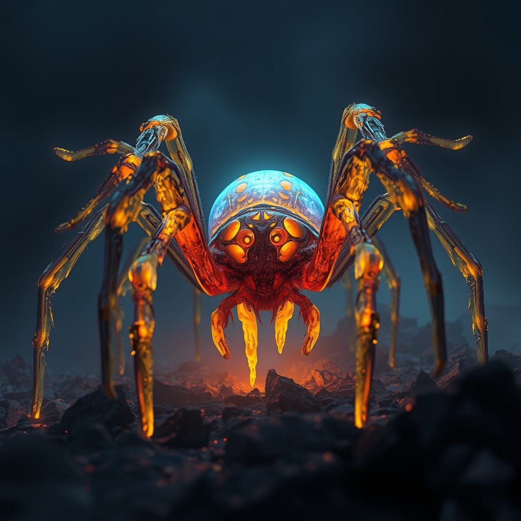 Melting wax spider attacks - Cyberpunk Spider Emerges from M...