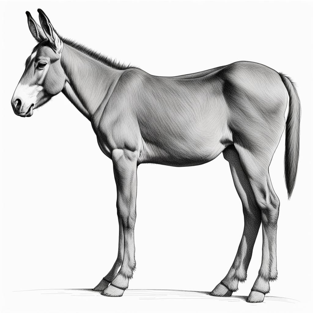 Line Drawing, mule, full body, side view - AI Generated Artwork ...