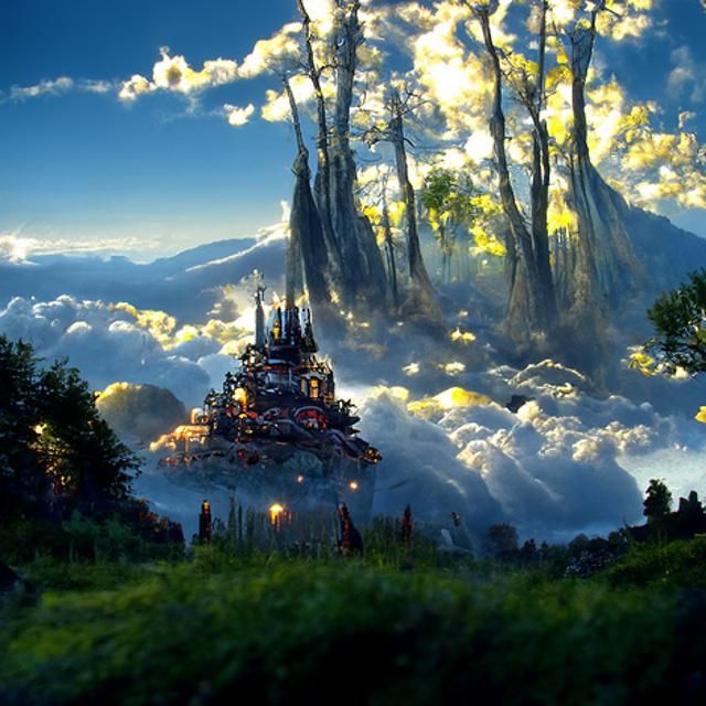 The God Trees and Flying Citadel - AI Generated Artwork - NightCafe Creator