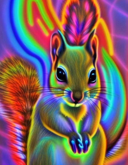 Neon light squirrel, airbrush, intricate, hyperdetailed, complementary ...