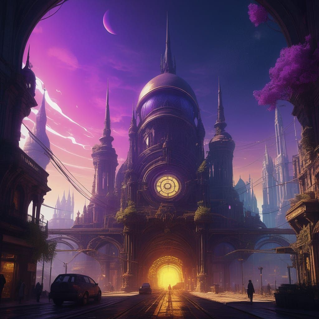 Solarpunk Epic - Ethereal Solarpunk Metropolis at Twilight