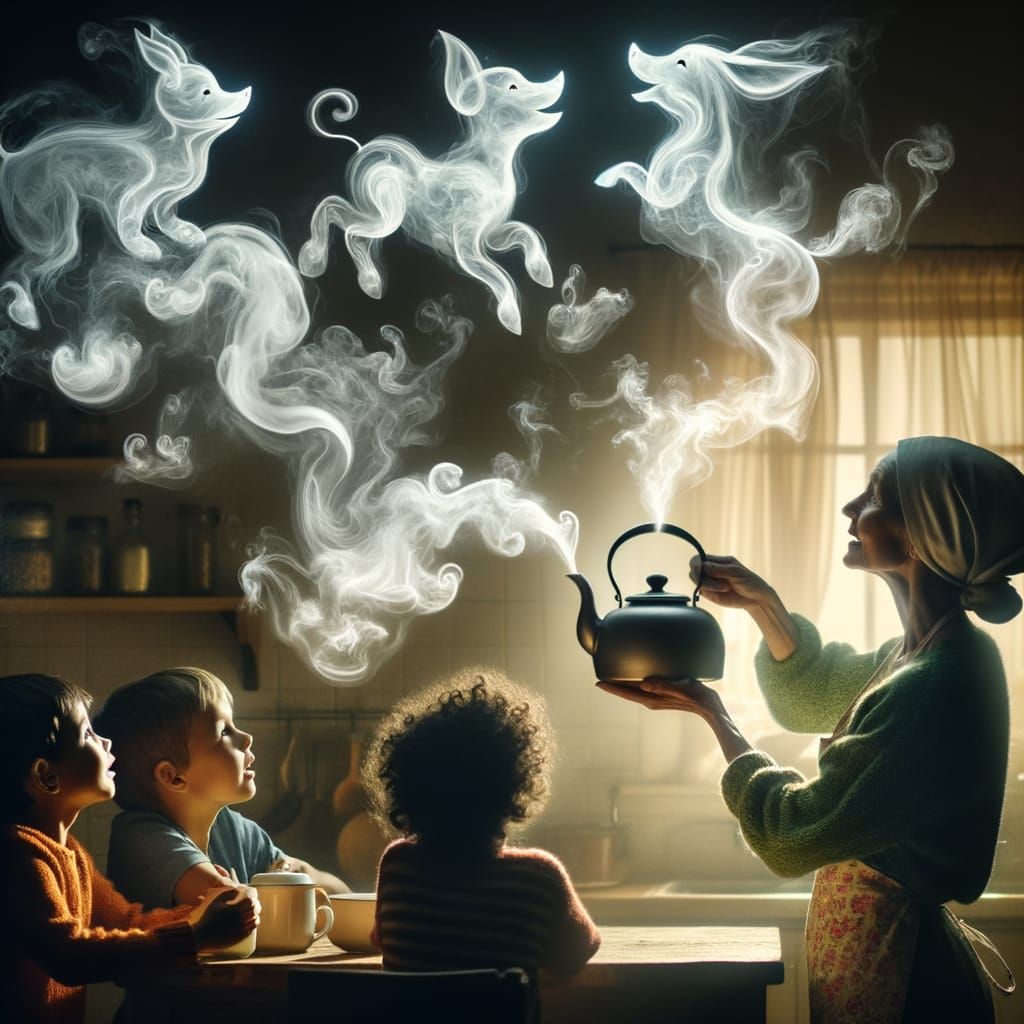 Ethereal Steam Shapes Tell the Tale of the Three L... - AI Art