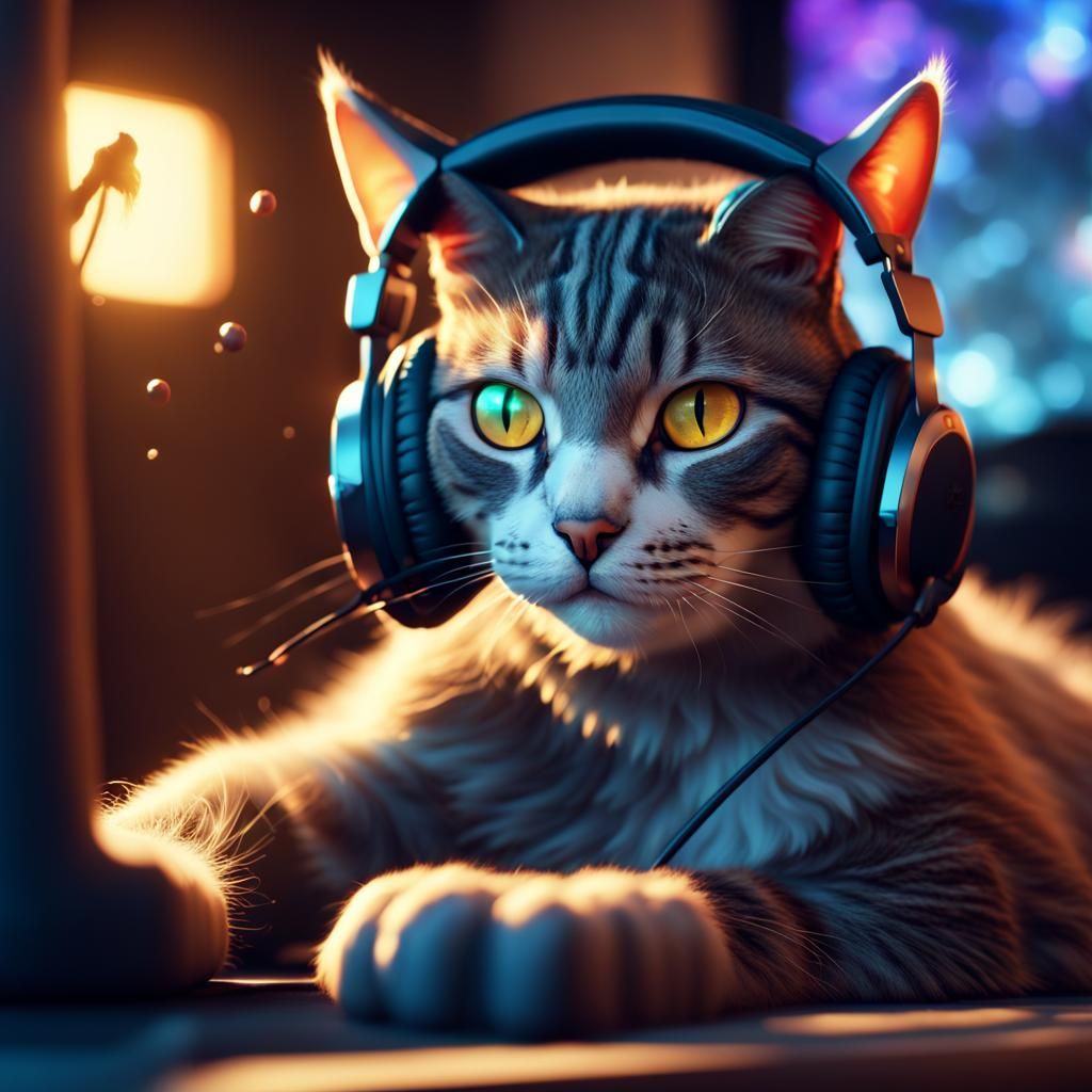 The gaming cat.... - AI Generated Artwork - NightCafe Creator