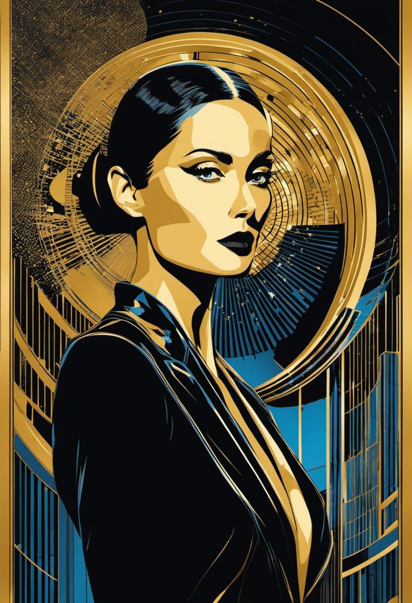 The Matrix Black white gold Art Deco Carrie Anne Moss 1920s Erte black ...