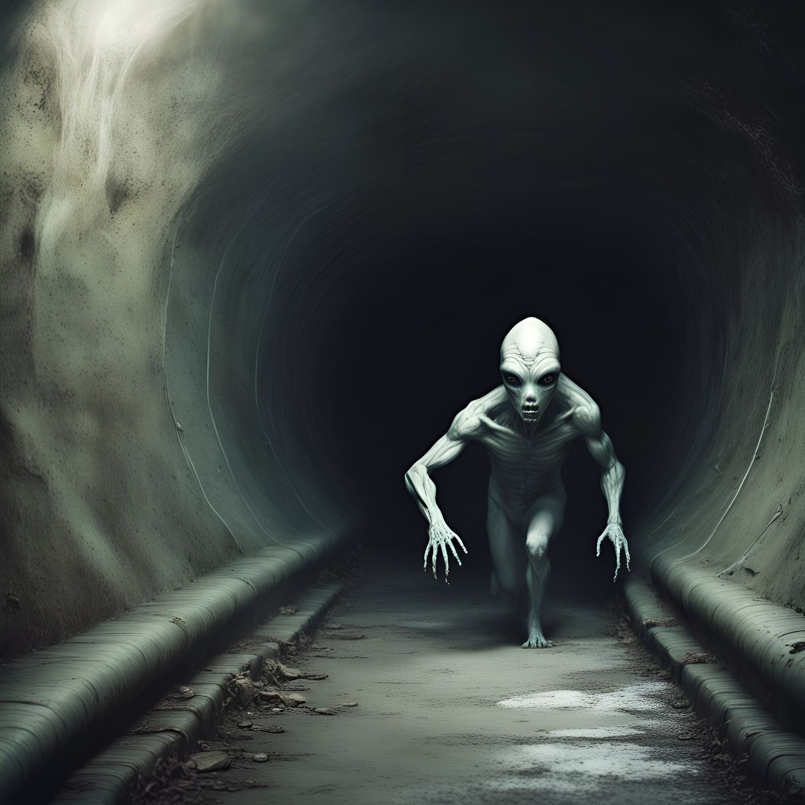 Alien-human Hybrid Lurking - AI Generated Artwork - NightCafe Creator