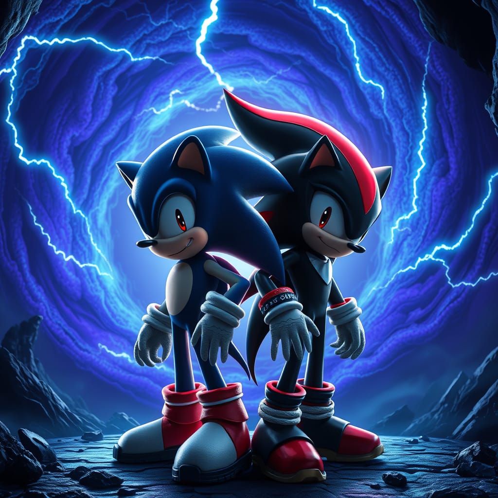 Sonic and Shadow - Sonic and Shadow in Eerie Vortex