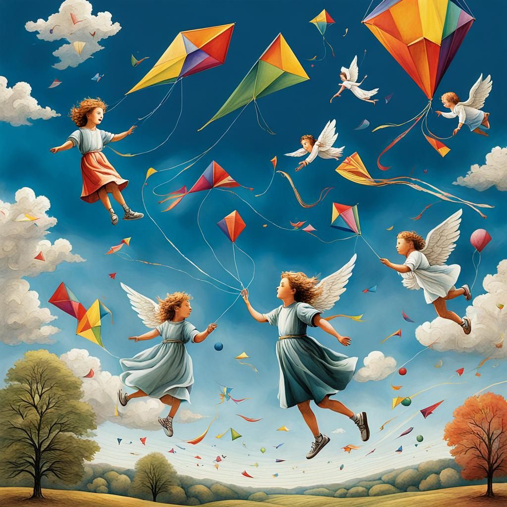 Imagine a composite scene from a child's fantasy — angels, evidently ...