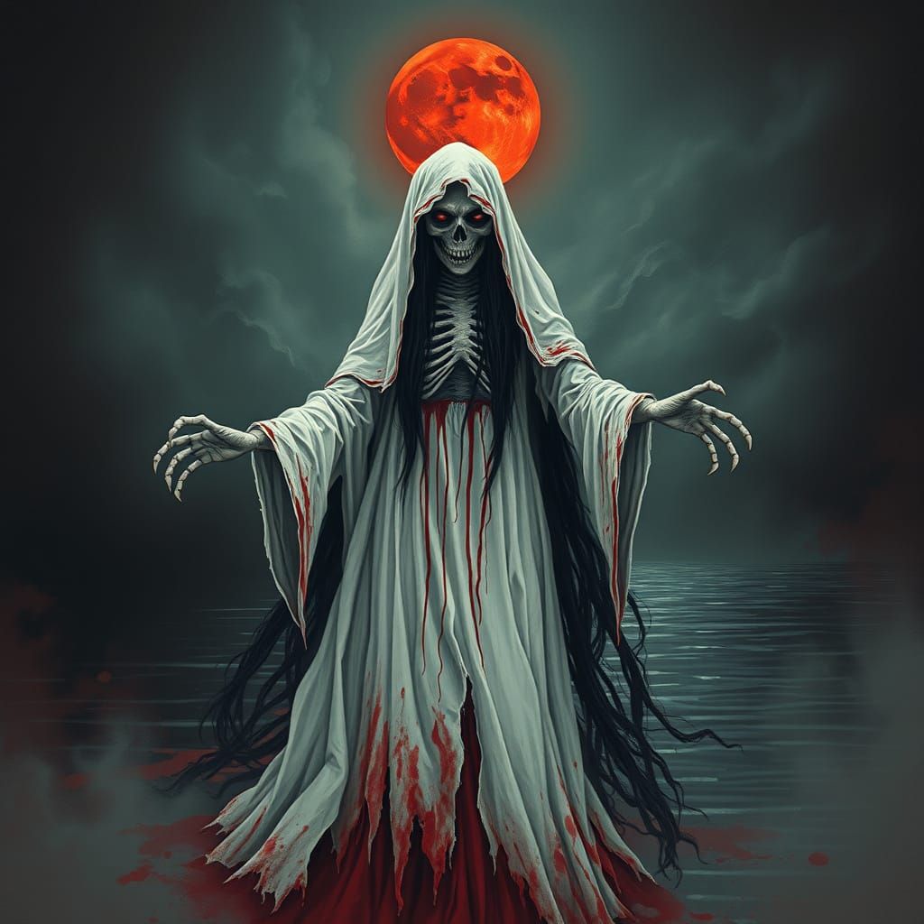 image of La Llorona, the ghostly figure of Latin American folklore