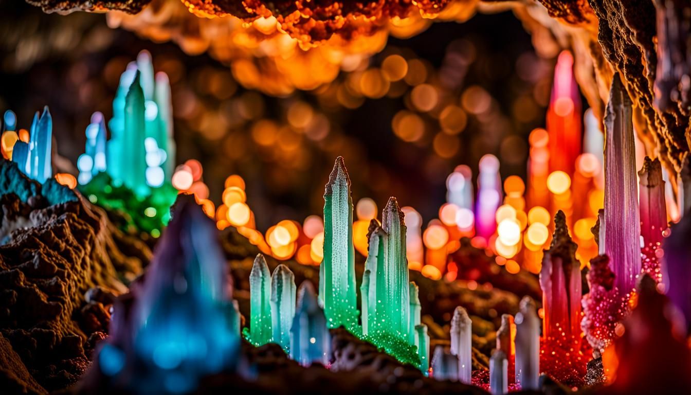 Luminous Crystals Embedded In Stalagmites And Stalactites Which Are ...
