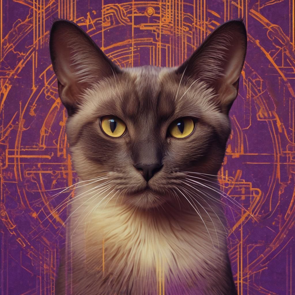 Whiskers in the Sunset: An Aesthetic Siamese Cat Vaporwave Masterpiece