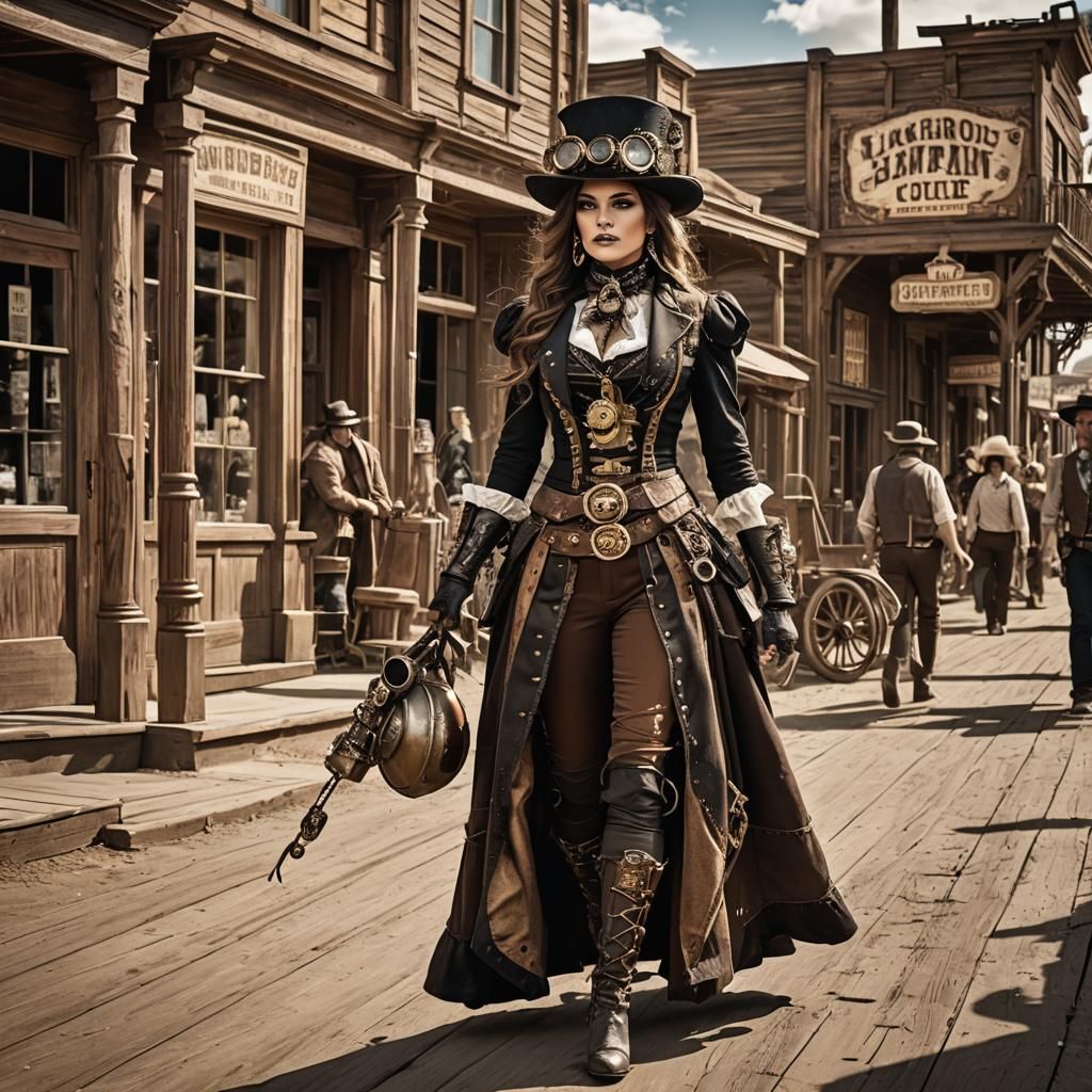 Steampunk Fashion in a Western Town - AI Generated Artwork - NightCafe ...