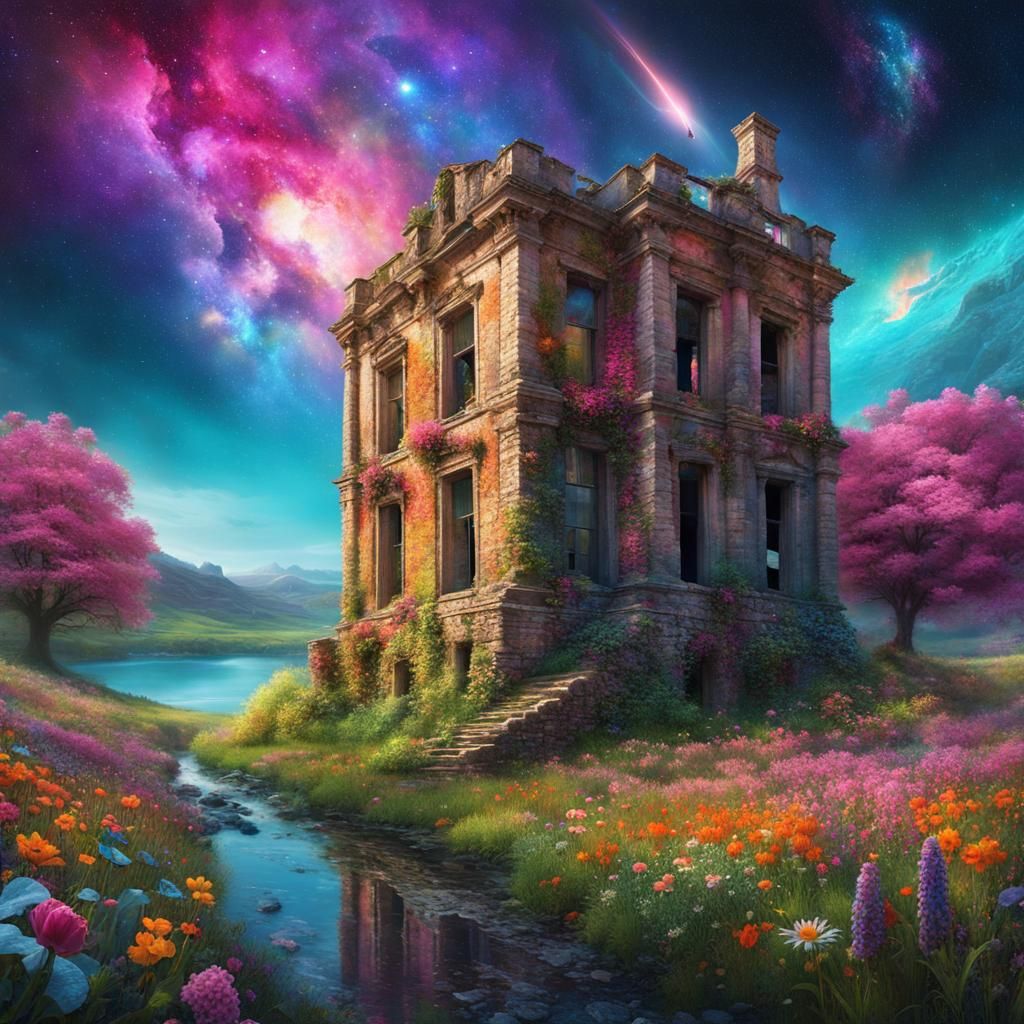 The abandoned stone house - AI Generated Artwork - NightCafe Creator