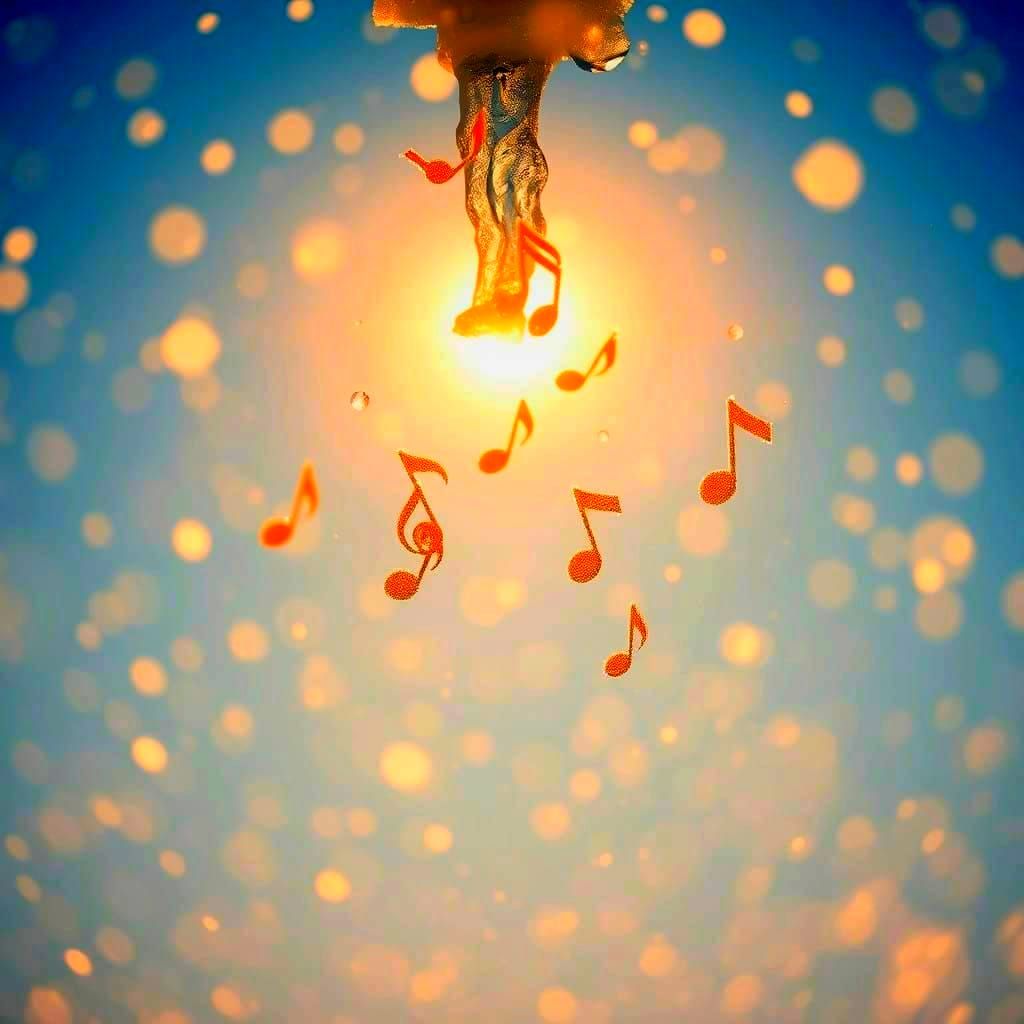 Winter Music Notes Fall from the Sky in Ethereal P... - AI Art