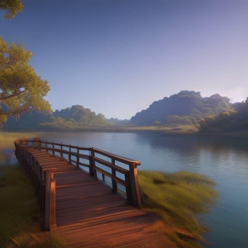 Wooden Bridge - AI Generated Artwork - NightCafe Creator