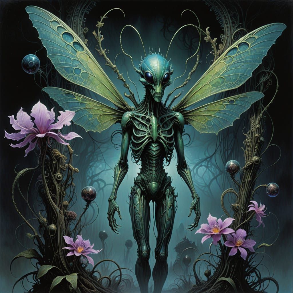 Alien Xeno-biological Marvels: Glimmering, Misty E... - AI Art