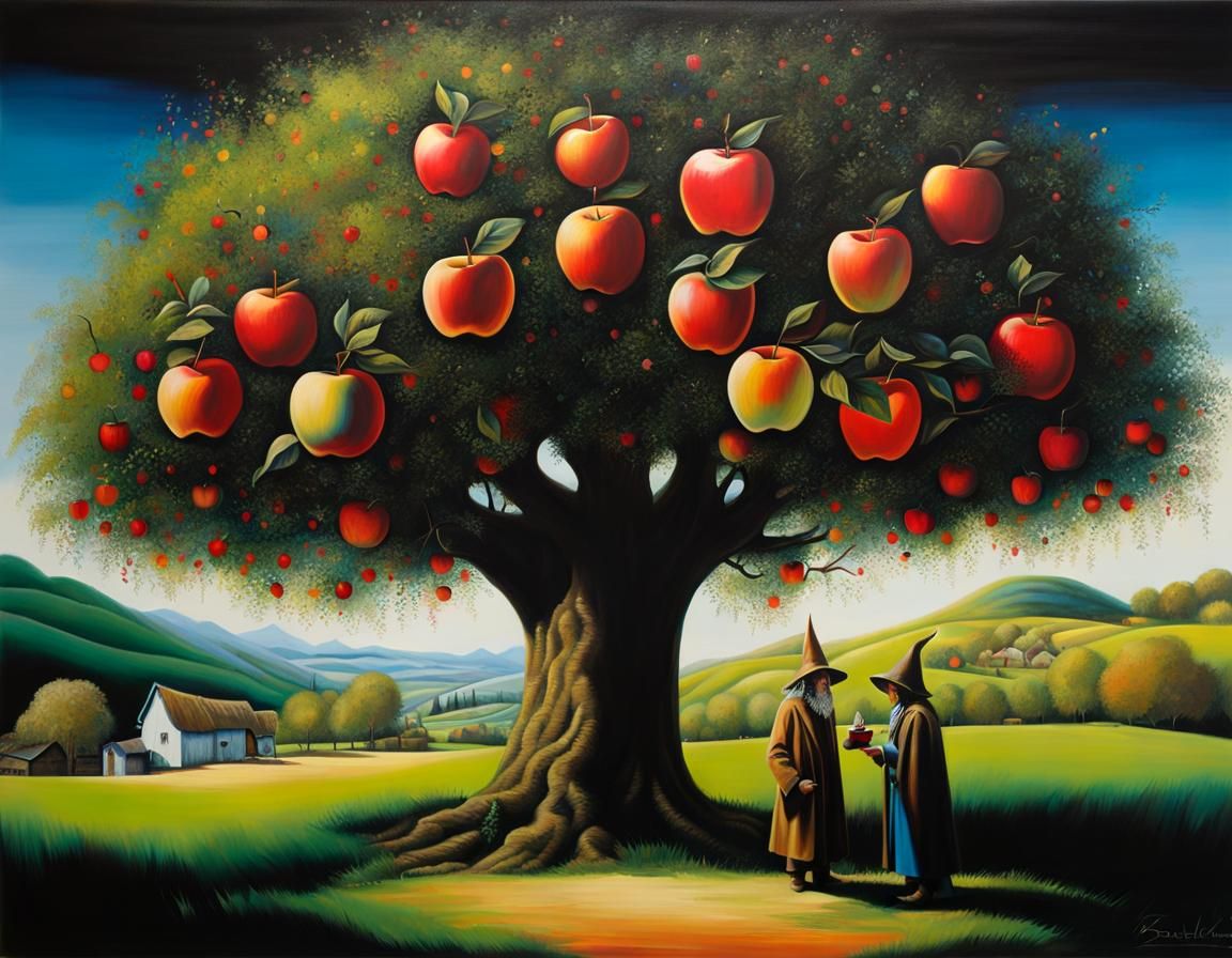A hobbit with an apple | neo-expressionism - AI Generated Artwork ...