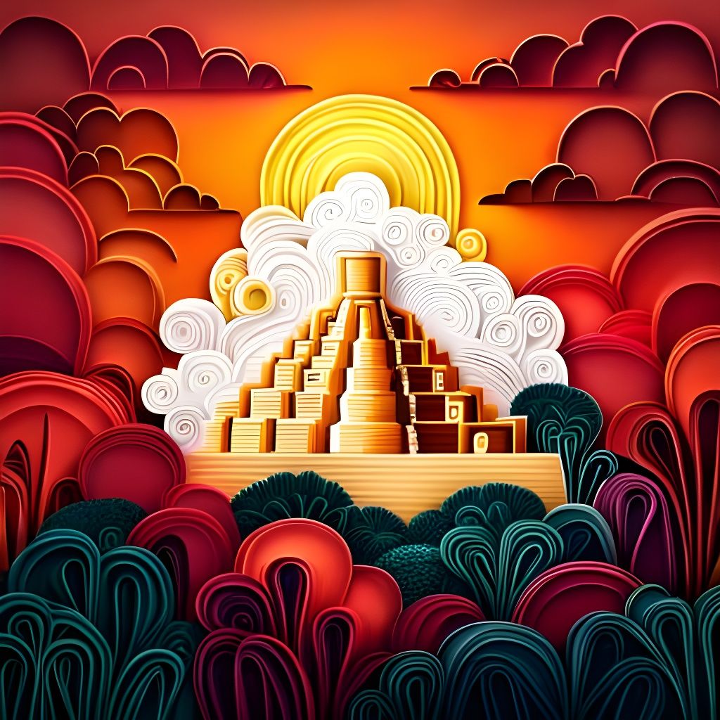Inca Ruins Papercut - AI Generated Artwork - NightCafe Creator